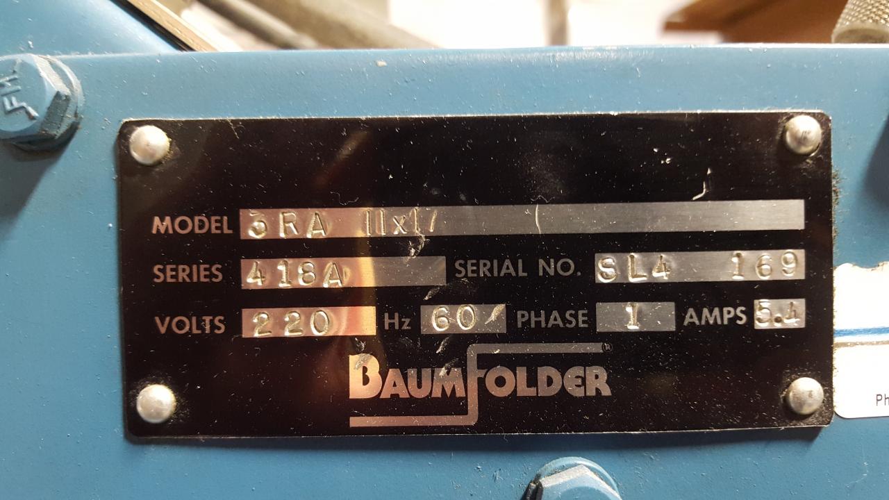 Lot #53: Baum Folder Series 418A Folder with Right Angle - Ontario ...
